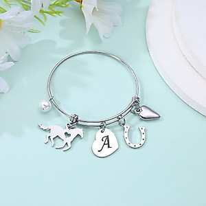 Anoup Horse Gifts for Girls, Horse Stuff Horse Gifts for Women Initial Bracelet for Teen Girls Gifts for Girls Horse Jewelry