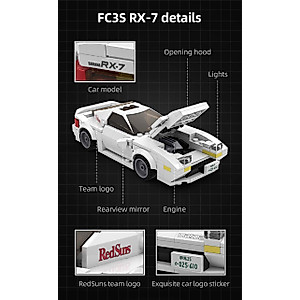 dOMOb Mazda RX-7 FC3S – Initial-D 25-th Anniversary – CADA Bricks Toys for 8+ Age Kids & Adults – Realistic Car Model 1:24 Simulated Build – 282 Pieces or Blocks – for Boys, Hobbyist, Collector