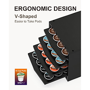WELL WENG Coffee Pod Drawer (KK496) - Premium Bamboo, Compatible with K-Cups, 96 Pod Pack Capacity Rack, 4-Tier Holder & Storage, Kitchen Counter Organizer - Bown