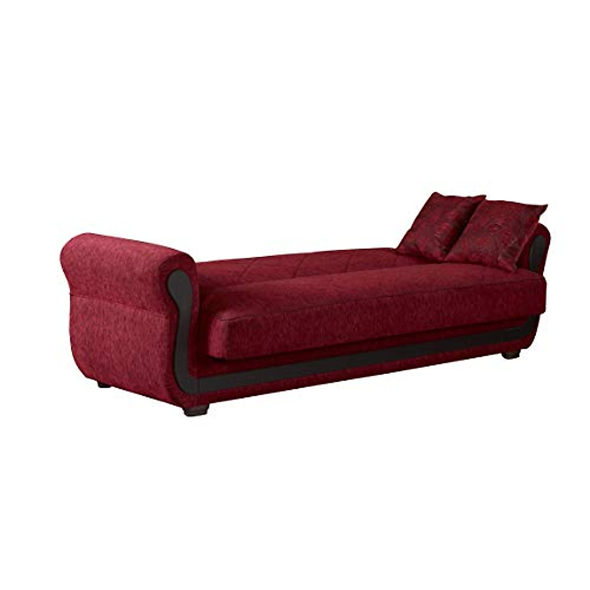 Beyan Signature Empire Furniture USA Park Ave Collection Convertible Sofa Bed with Storage Space and Includes 2 Pillows, Red