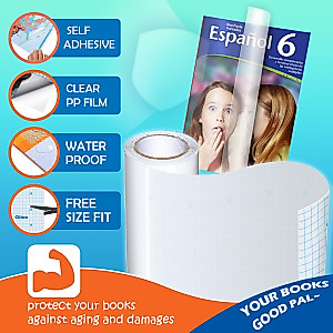 Olivo Clear Contact Paper Roll for Books Crafts 17.5 in x 10 ft Peel and Stick Adhesive Book Cover Plastic Protector