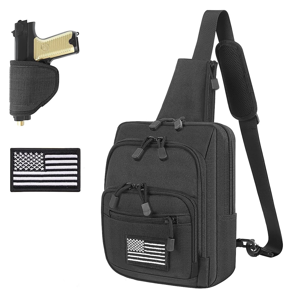 Pvnoocy Tactical Sling Bag Compact EDC Bag Concealed Carry Shoulder Bag Chest Pack for Range, Travel, Hiking, Hunting, Cycling, Outdoor Sports