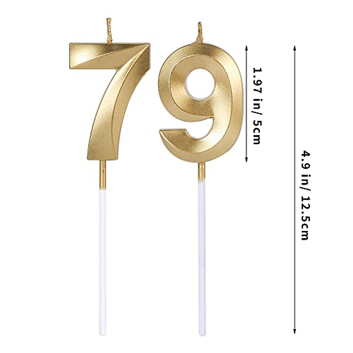 Gold 79th & 97th Birthday Candles for Cakes, Number 79 97 Candle Cake Topper for Party Anniversary Wedding Celebration Decoration