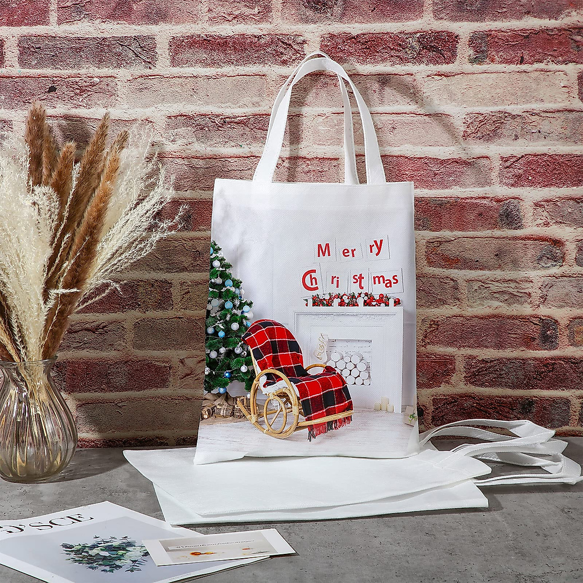 Frienda 8 Pieces Sublimation Tote Bags Sublimation Blank Canvas Bags Reusable Polyester Grocery Bags for DIY Crafting and Decorating