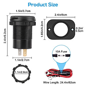 Linkstyle USB Charger Socket, 36W QC3.0 USB A & 65W USB C Socket with Dual Display Voltmeter Voltage for 12/24V Car Marine