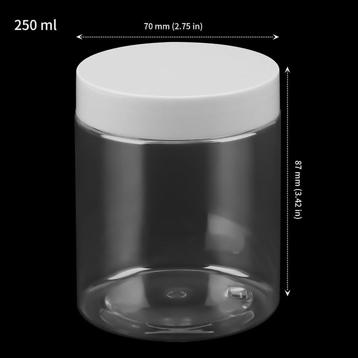 SOUJAP 24 Pack 8oz Plastic Jars with White Lids Bulk, 250ml Empty Clear Storage Slime Containers for Kitchen and Household Food Storage of Dry Goods