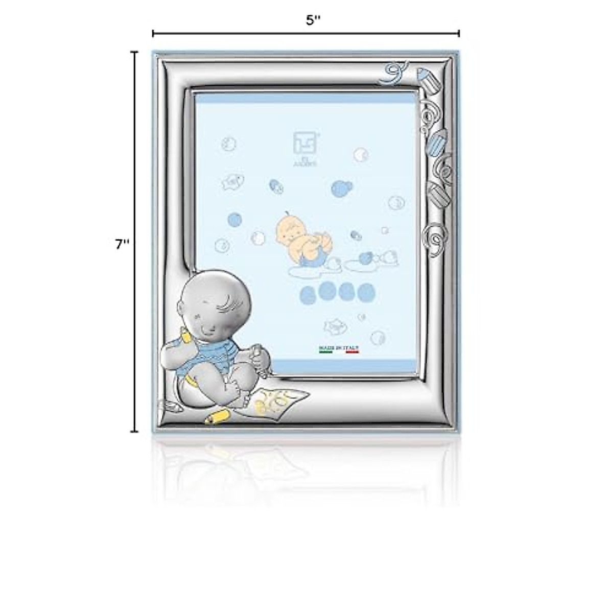 STERLING SILVER PICTURE FRAME with Booklet. 5" x 7". Made in Italy (BOY)