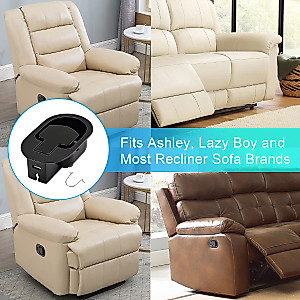 Sopito Recliner Handle Universal All-Metal Couch Recliner Release Pull Handle Replacement Parts with Retaining Clips, Fits Lazyboy, Ashley, and Most Recliner Brands
