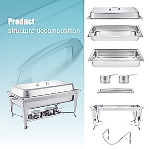 ORDINNER KIT 2 Pack 8QT Chafing Dish Buffet Set,Buffet Severs and Warmers Stainless Steel Chafer Set with Foldable Frame Chafing Server Set Food Warmer for Parties Catering Chafers C309