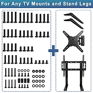 Samsung LG Vizio TV Mount Screws Kit with Remote Holder, Includes M4 M5 M6 M8 Screws, Washers, Spacers for Wall Mounting up to 80 in