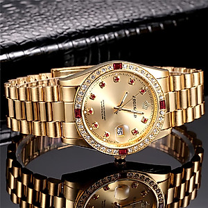 Reginald Watches for Men Hands Sapphire Full Gold Stainless Steel Quartz Dial Unisex Watch (Gold)