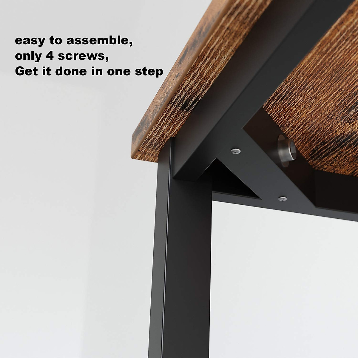 IRONCK Computer Desk, 39.4" Small Desk Home Office Study Writing, Wood and Desk Metal Frame, Modern Simple Laptop Table for Small Place, Easy Assembly, Industrial Style