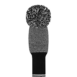 Scott Edward Knit Golf Club Cover Set of 3 Black and White Dot Fish Scale Pattern Protect Driver Wood(460cc) Fairway Wood and Hybrid/UT with Rotating Club Number Tags