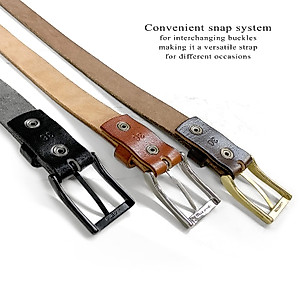 Men's Belts Full Grain Genuine Leather One Piece Casual Dress Belt 1-1/8" (30mm) wide (Tan-Gold, 34)
