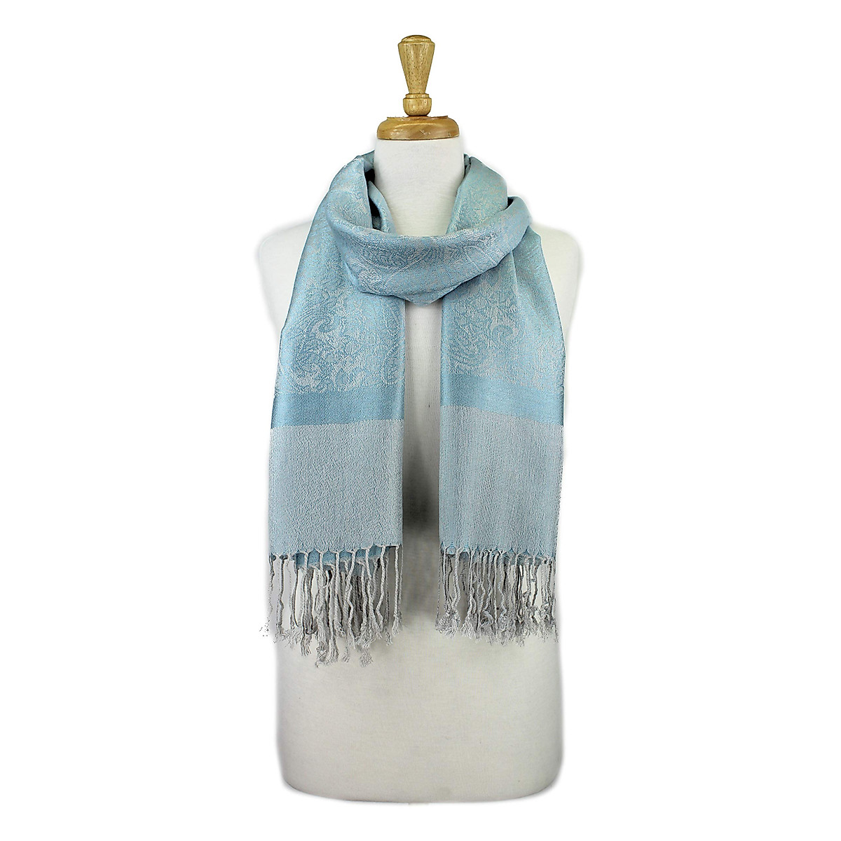 PASKMLNA Paisley Jacquard Pashmina Shawl Wrap Scarf Stole (Skyblue01890)