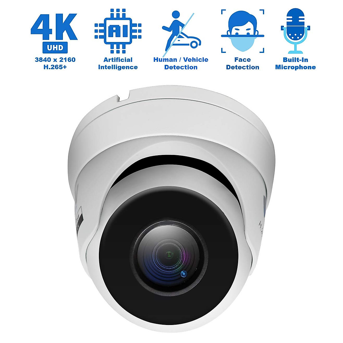 GW Security 8 Channel Smart AI PoE NVR Ultra-HD 4K (3840x2160) Security Camera System with 4 x 4K (8MP) 2160P Face Recognition/Human/Vehicle Detection Waterproof Surveillance IP Dome Camera