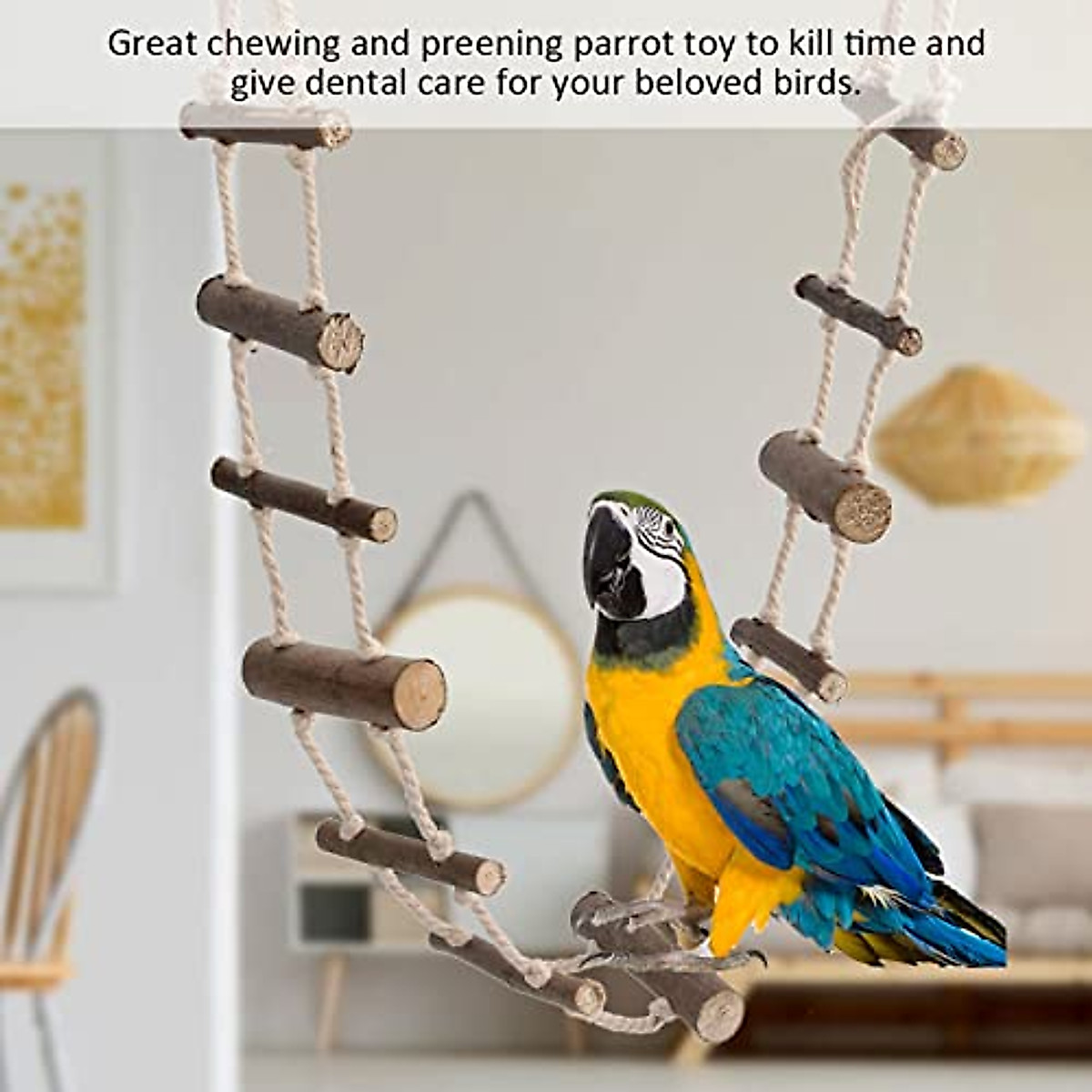 Budgie Toys Rat cage Accessories 18×13×6 pet Hamster Soft Long Climbing Rope Ladder Suspension Bridge for Birds Toy