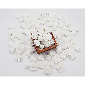 D-Seven Artificial Flowers 100PCS 3CM Mini Fake Roses for DIY Wedding Bouquets Centerpieces Party Baby Shower Scrapbooking Gift Box DIY Crafts Wreath (White)