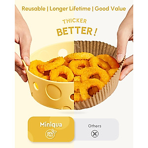 Miniqua Air Fryer Silicone Liners, Reusable Silicone Air Fryer Basket Bowl for 3-5 QT, Food-Grade Silicone Round Air Fryer Liners, Non-stick Silicone Pot Accessories, Yellow(6.8in)