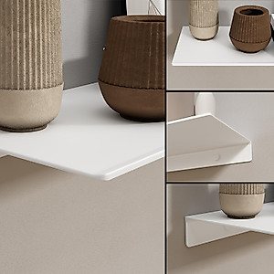 JOOM White Metal Wall Floating Shelf - Metal Wall Shelf- Small Bathroom Shelf-Display Shelves for Wall Storage (White, 16 in)