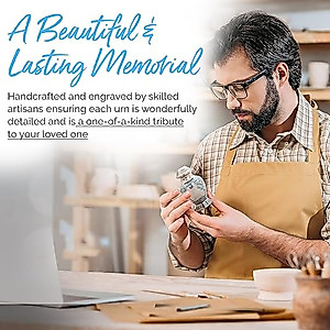 Blue Baby Keepsake Urn - Mini Infant Urn for Baby Girl/Boy with Box & Bag - Handcrafted Teddy Bear Urn - Small Cremation Urn for Children Ashes - Tribute to Your Loved Kid with Baby Urn