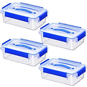 YORY large food storage containers with lid for cookies macarons bread cake flour sugar rice leftovers - freezer safe -extra big- box tub(1.5L/6cups-4pack)