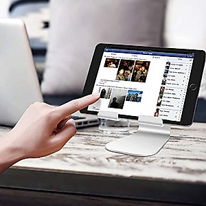 Lamicall Tablet Stand Adjustable, Tablet Holder : Desktop Holder Dock Cradle Compatible with iPad Pro 12.9,10.5, 9.7, Air Mini 2 3 4, Nexus, Accessories, Tab (4-13 inch) - Silver