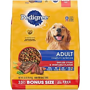 PEDIGREE Complete Nutrition Adult Dry Dog Food Roasted Chicken, Rice & Vegetable Flavor Dog Kibble, 33 lb. Bag