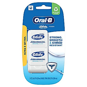 Oral-B Glide Pro-Health Original Dental Floss, Smooth, Strong, Shred Resistant, Value 2 Pack (50m)