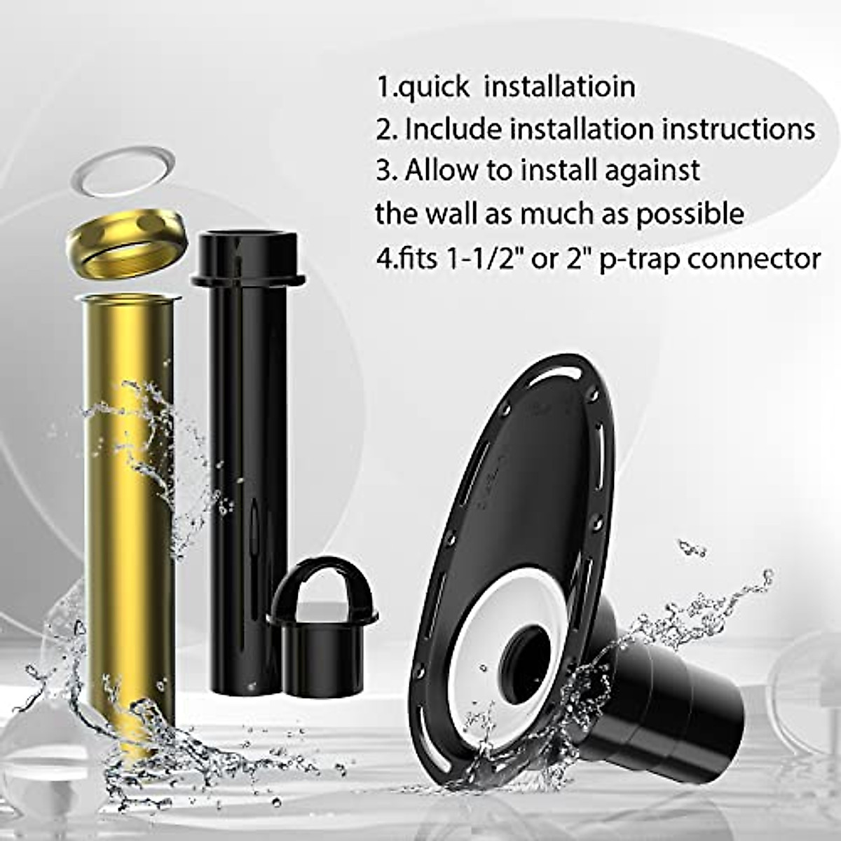 Freestanding Bathtub Drain kit with Brass Tail Pipe and ABS Plastic Adapter,Uni-tub Drain Compatible with Frestanding Bathtubs and Standard Bathtubs, Tub Drain Rough-in Kit with Installation Guide