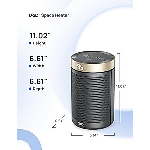Dreo Space Heater, Portable Electric Heaters for Indoor Use with Thermostat, Digital Display, 1-12H Timer, Eco Mode and Fan Mode, 1500W PTC Ceramic Fast Safety Heat for Office Bedroom Home