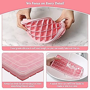Food-grade Silicone Ice Cube Tray with Lid and Storage Bin for Freezer, Easy-Release 36 Small Nugget Ice Tray with Spill-Resistant Cover&Bucket, Flexible Ice Cube Molds with Ice Container, Scoop Cover