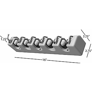 Stalwart Garden Tool Organizer Wall Mount Broom and Mop Holder, 5 Adjustable Slots and 6 Hooks Utility Rack for Garage or Home Organization