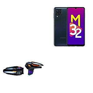 BoxWave Gaming Gear Compatible with Samsung Galaxy M32 - Touchscreen QuickTrigger Auto, Trigger Buttons Autofire Gaming Mobile FPS - Jet Black