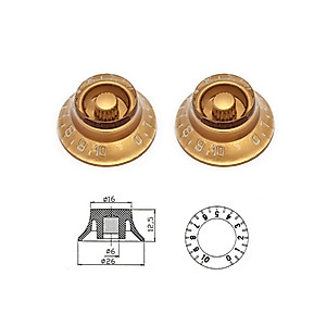 Metallor Electric Guitar Top Hat Knobs Speed Volume Tone Control Knobs Compatible with Les Paul LP Guitar Parts Replacement Set of 4Pcs. (Gold)