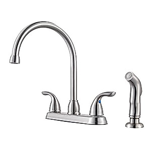 Pfister G136-500S Series 2-Handle Kitchen Faucet with Side Spray, Stainless Steel