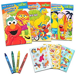 Set of 15 Kids Play Packs Bundle ~ Fun Party Favors Coloring Book Crayons Stickers Loot Bags (Sesame Street)