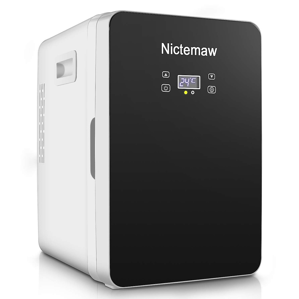 Nictemaw Mini Fridge Electric Cooler and Warmer, Mini Fridge with LCD Display and Digital Thermostat, Single Door Portable Makeup Skincare Fridge for Cars, Road Trips, Homes, Offices & Dorms