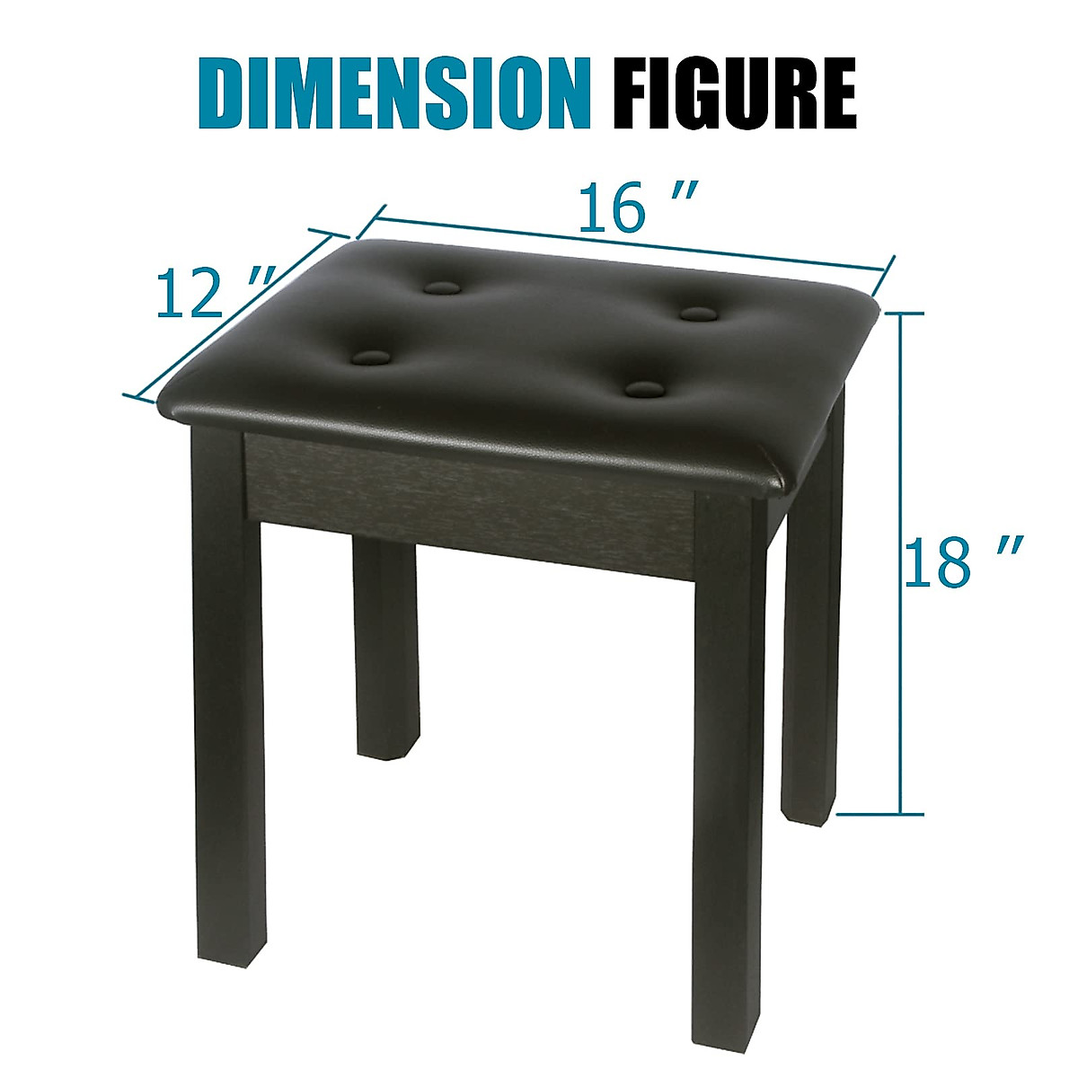 GLEAM Keyboard Bench - Padded Hardwood Piano Bench for Children or Single use with Storage Compartment