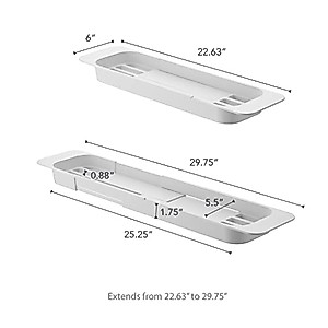 Yamazaki Home Tower Expandable Bathtub Caddy – Bathroom Tray Table Holder., White