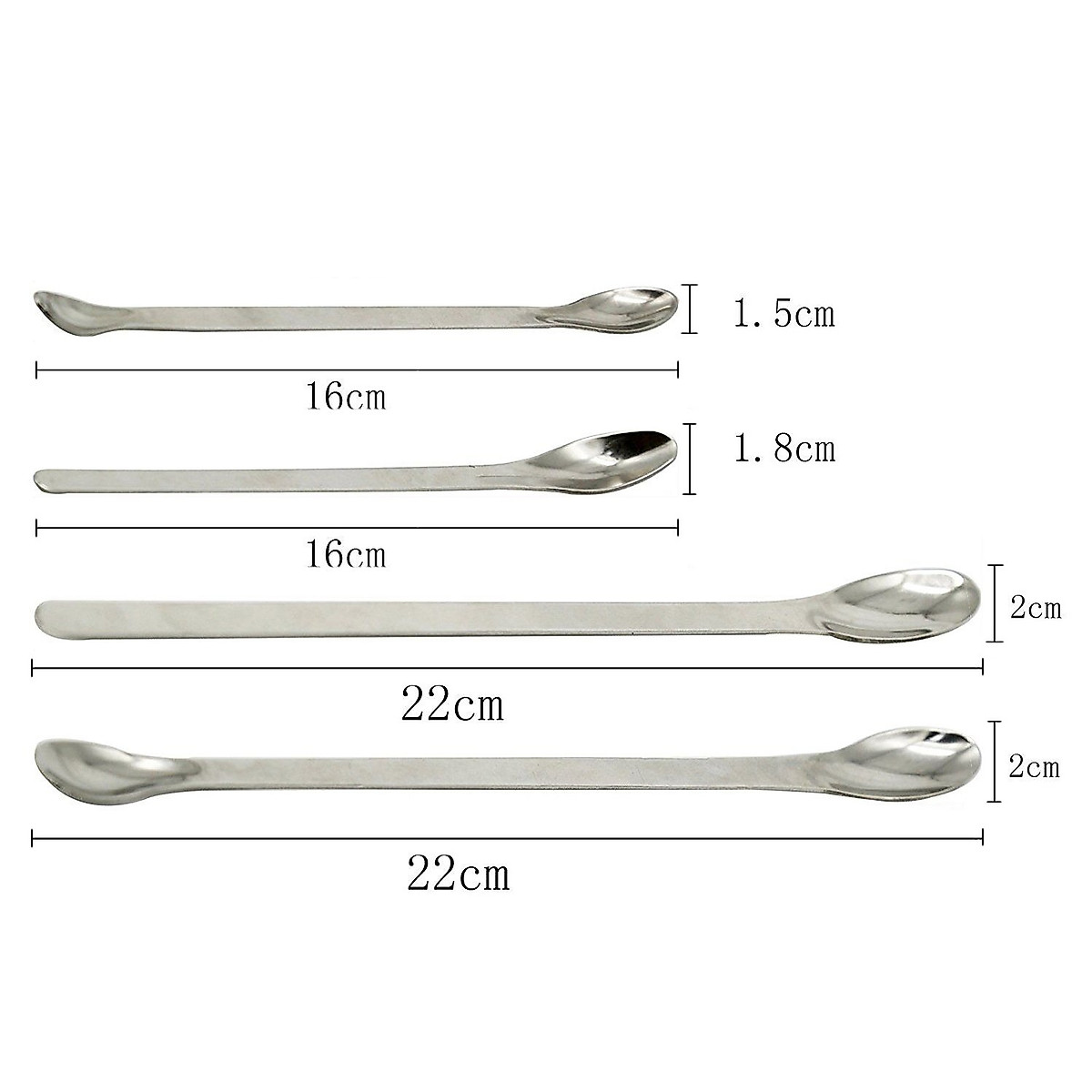 Stainless Steel Micro Scoop Reagent Lab Sampling Spoon Lab Spatulas Scoop Bar Spoon Medical Pharmacy Mini Micro Spoon Scoop 2Pcs for 22cm 2 Pcs for 16cm