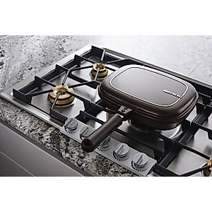 Happycall Titanium Nonstick Double Pan, Omelette Pan, Flip Pan, Square, Dishwasher Safe, PFOA-free, Brown (Jumbo Grill)