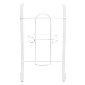 Spectrum Diversified Over-the-Door Holder No-Installation Iron & Ironing Board Storage, Sturdy Steel Construction With Rubberized Hook Ends Laundry Room Storage & Closet Organization, White, Large