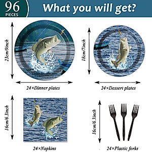 Gone Fishing Party Plates Napkins Gone Fishin' Dinnerware Fishing Themed Tableware for Fishing Tournament Birthday Party Disposable Paper Plates Napkins Party Decorations Supplies Favors 24 Guests