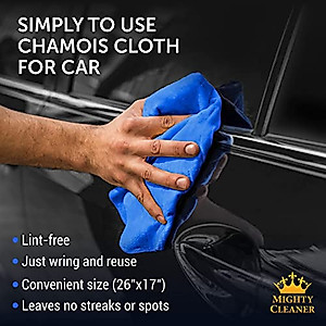 Premium Chamois Cloth for Car Drying - 26”x17” - Super Absorbent Reusable Shammy Towel for Car + Storage Tube - Scratch-Free Car Drying Shammy