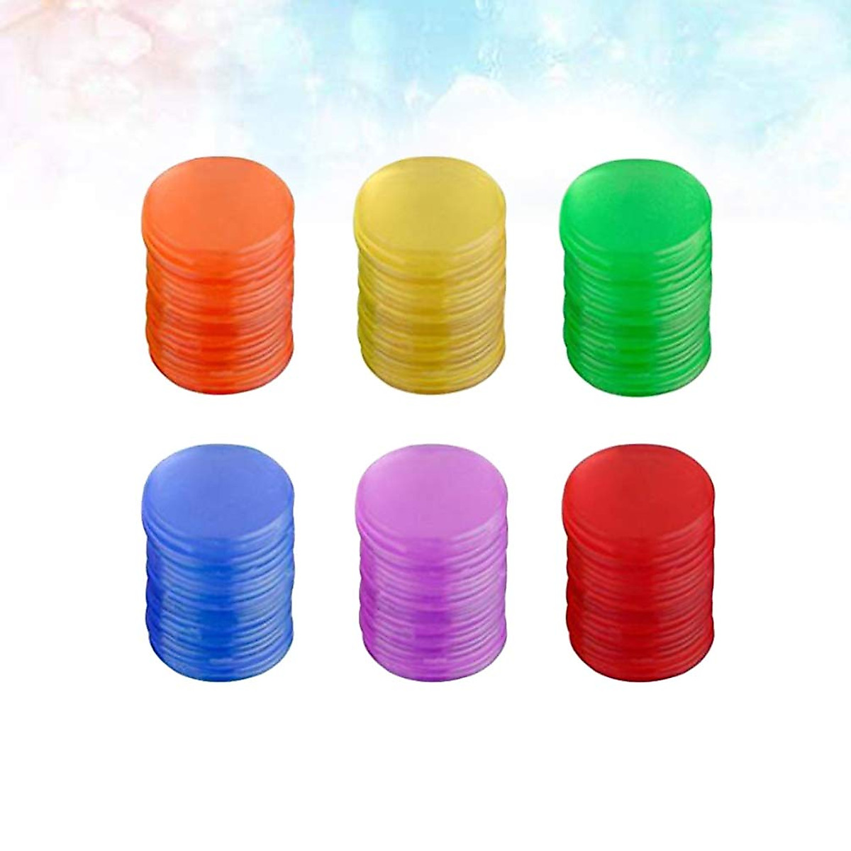 jojofuny 300pcs Plastic Bingo Tokens Markers Blue Red Yellow Green Purple Orange for Game Cards and Bingo Accessories Parties and Game Nights