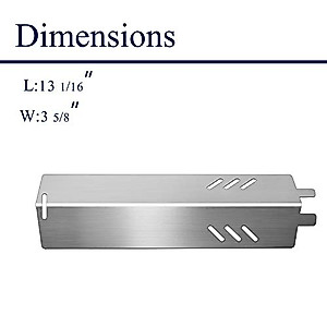 Folocy BBQ Gas Grill Replacement Parts Grill Heat Plates Shield Heat Tent Burner Cover for Backyard WM16-GBC1429WB, BY13-101-001-11, BY14-101-001-01, Uniflame GBC1403W, GBC1429, 13 1/16" x 3 5/8"