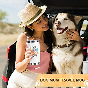 Dog Mom Gifts for Women, Dog Lover Gifts for Women, Dog Mom Mothers Day Gifts, Birthday, Christmas Gifts, 20oz Wine Tumbler Gifts Basket with Makeup Bag, Natural Stone Paw Bracelets, Socks