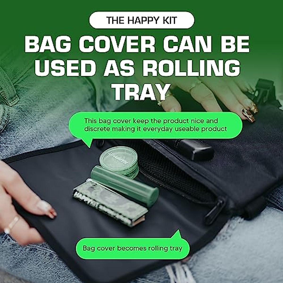 Happy Kit - Travel Pouch Kit with Accessories, Water Resistant Money Bag with Combination Lock, Portable Storage Bag Organizer (Black)