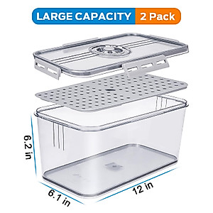 Dynta Bread Box 2 Pack Bread Container Airtight, Recording Time Bread Boxes for Kitchen Counter Organizers and Storage, Plastic Bread Storage with Lid for Homemade Bread, Toast, Loaf, Cookies